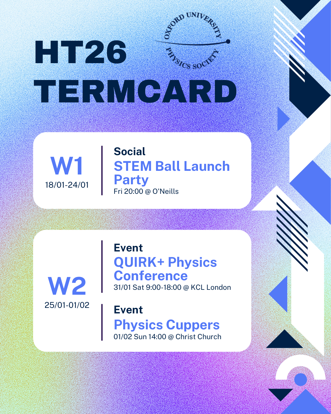 HILARY 2026 TERM CARD – Oxford University Physics Society